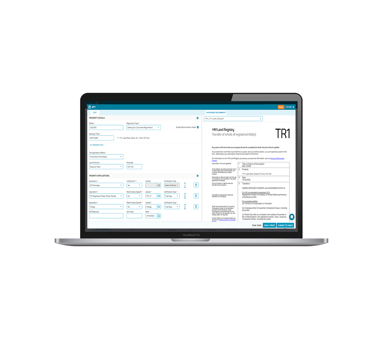 Submit digital AP1 forms to HM Land Registry with InfoTrack